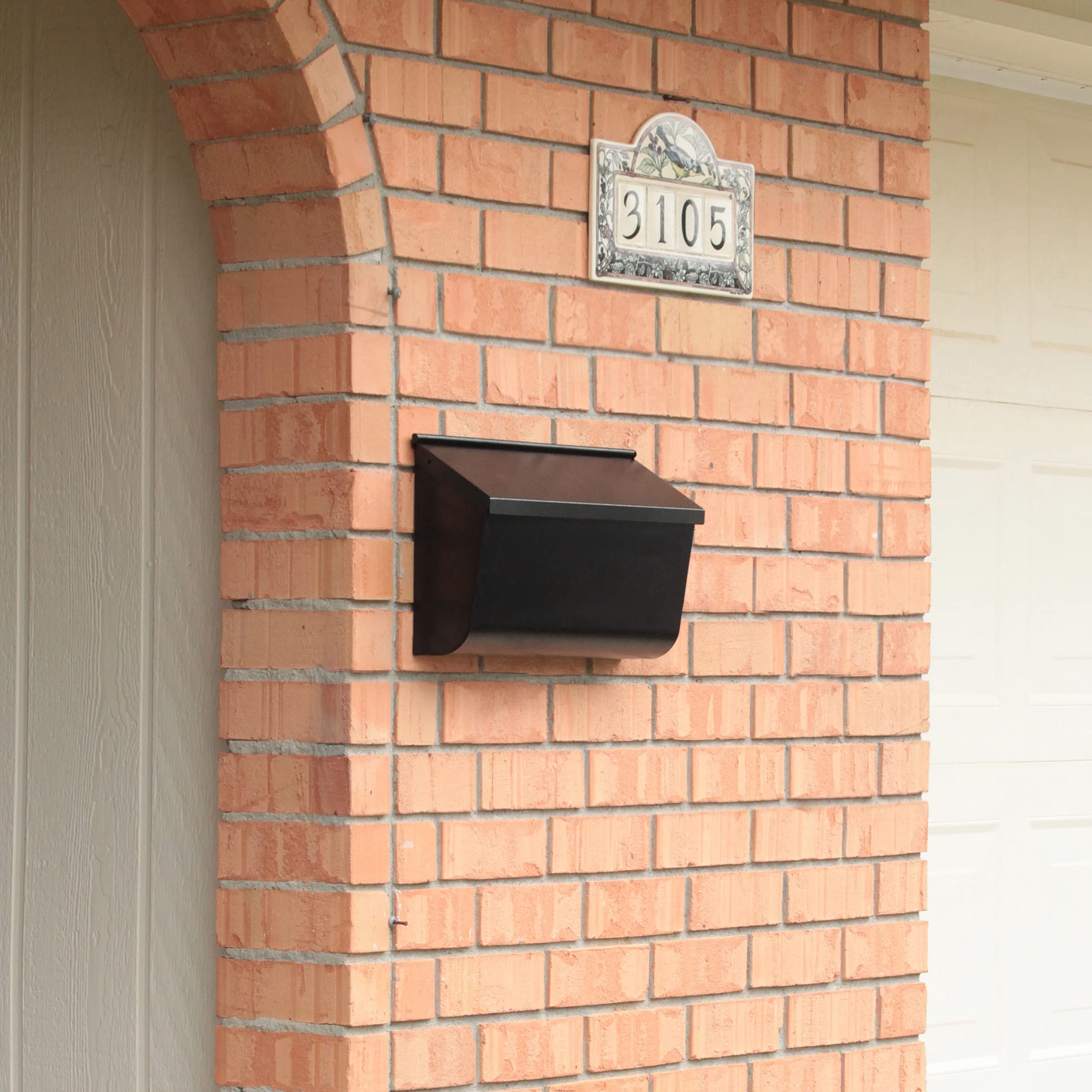 Gibraltar Mailboxes Woodlands Medium Capacity Galvanized Steel Black, Wall-Mount Mailbox, L4010WB0,Textured Black