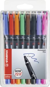 stabilo permanent ohp universal marker pens - wallet of 8 (assorted colours) - fine 0.7mm 842/8