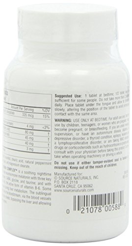 Source Naturals Sleep Science Melatonin Complex with GABA 3 mg Peppermint Flavored - 100 Lozenges