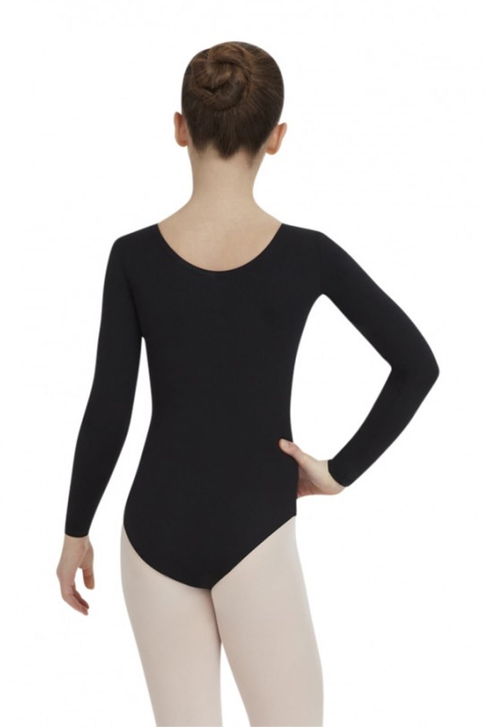 Capezio Big Girls' Team Basic Long Sleeve Leotard, Black, Large (10 -12)