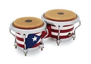 latin percussion lpmc mini tunable puerto rican flag wood bongos (lpm199-pr)