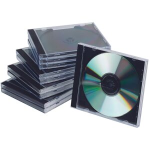 q connect kf02209 cd jewel case - black/clear (pack of 10)