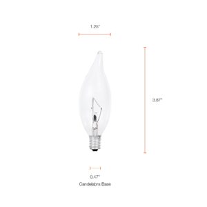 SYLVANIA Double Life Incandescent Light Bulb, B10, 25W, 150 Lumens, 2850K, Candelabra Base, Clear, Soft White - 4 Pack (13306)