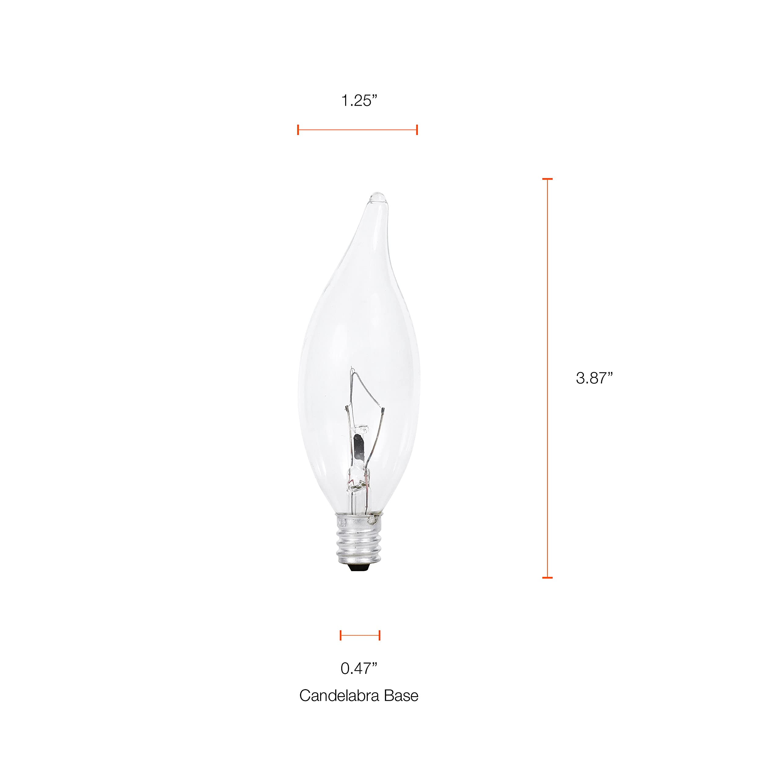 SYLVANIA Double Life Incandescent Light Bulb, B10, 25W, 150 Lumens, 2850K, Candelabra Base, Clear, Soft White - 4 Pack (13306)