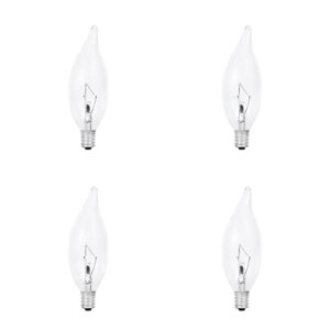 SYLVANIA Double Life Incandescent Light Bulb, B10, 25W, 150 Lumens, 2850K, Candelabra Base, Clear, Soft White - 4 Pack (13306)