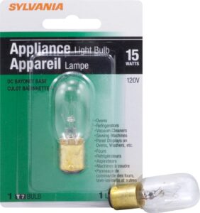 sylvania incandescent appliance light bulb, 15w, t7, 110 lumens, 120 volts, double contact, bayonet base, clear finish (18200), warm white, 1 count (pack of 1)