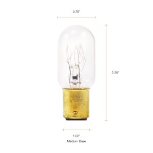 SYLVANIA Incandescent Appliance Light Bulb, 15W, T7, 110 Lumens, 120 Volts, Double Contact, Bayonet Base, Clear Finish (18200), Warm White, 1 Count (Pack of 1)