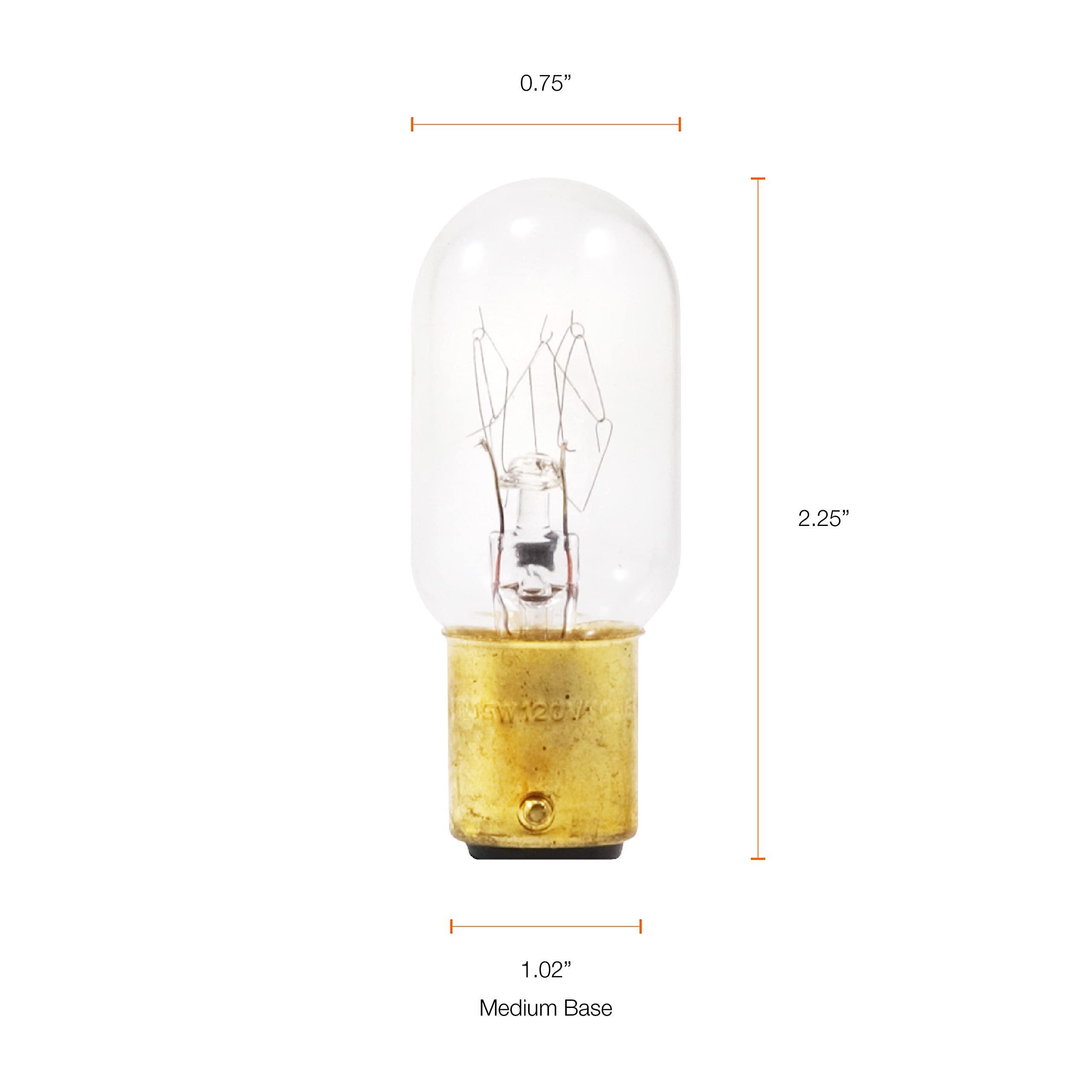 SYLVANIA Incandescent Appliance Light Bulb, 15W, T7, 110 Lumens, 120 Volts, Double Contact, Bayonet Base, Clear Finish (18200), Warm White, 1 Count (Pack of 1)