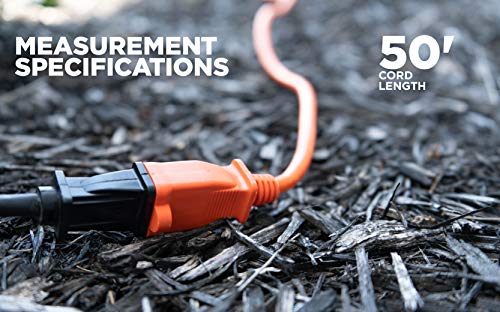 Woods Light Duty Extension Cord, 50Ft, 16 Gauge, General Purpose Cord, SJTW, Orange, 0723