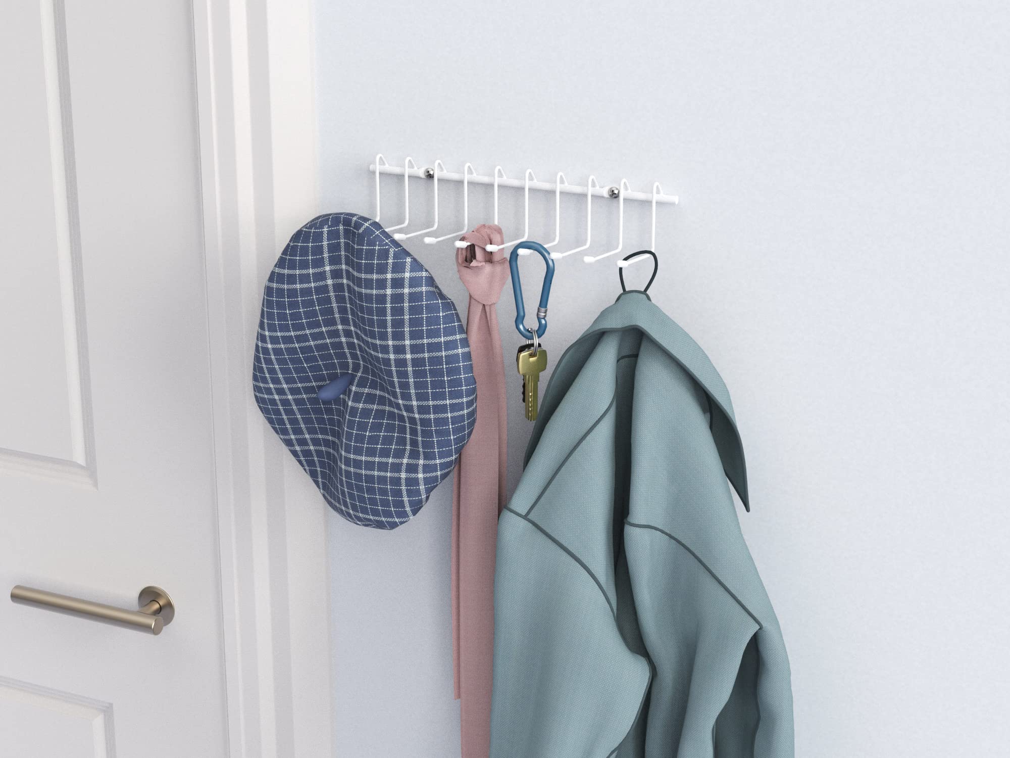 ClosetMaid Hanging Rack for Ties, Belts, Scarves, Jewelry, 10 Hooks, Attaches to Wire Shelving or Wall Mount, Durable Steel, White