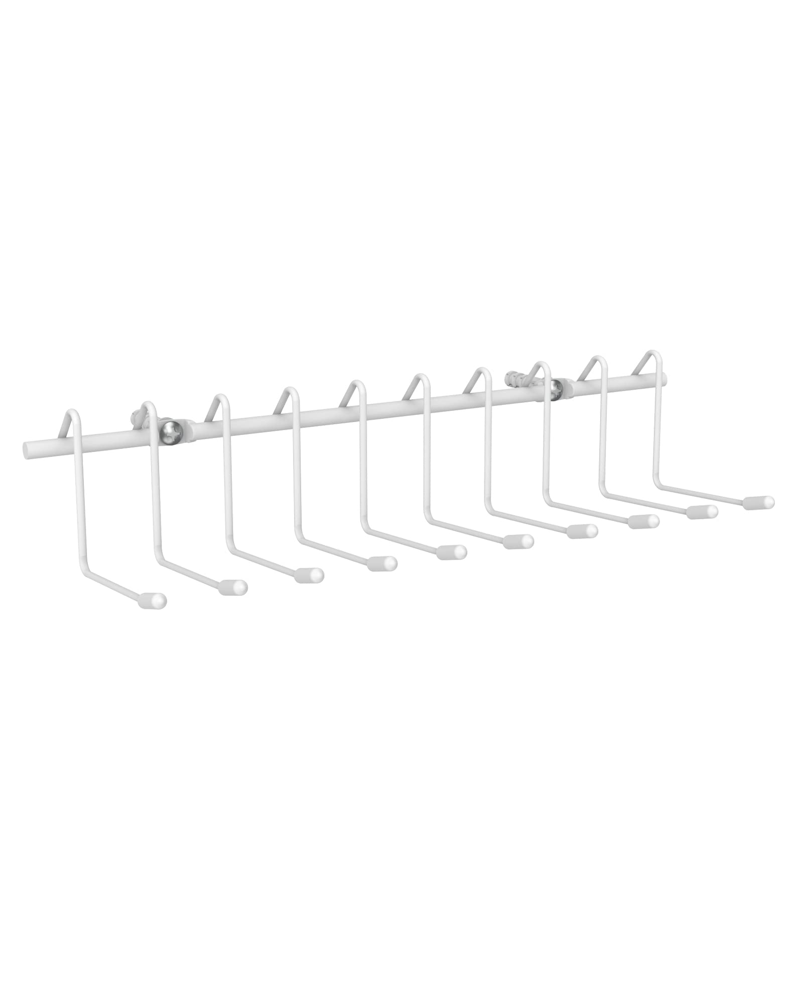 ClosetMaid Hanging Rack for Ties, Belts, Scarves, Jewelry, 10 Hooks, Attaches to Wire Shelving or Wall Mount, Durable Steel, White