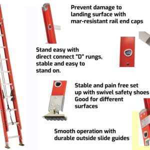 Louisville Ladder FE3216 Foot Extension Ladder, 16 ft, Orange