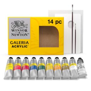 winsor & newton galeria acrylic paint, 10 x 60ml (2--oz), complete 14 piece set