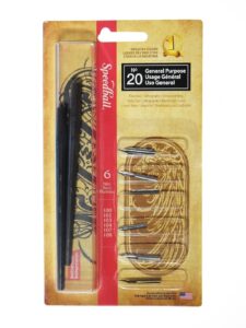 speedball no. 20 general purpose pen set - 2 penholders w/ 6 pen points