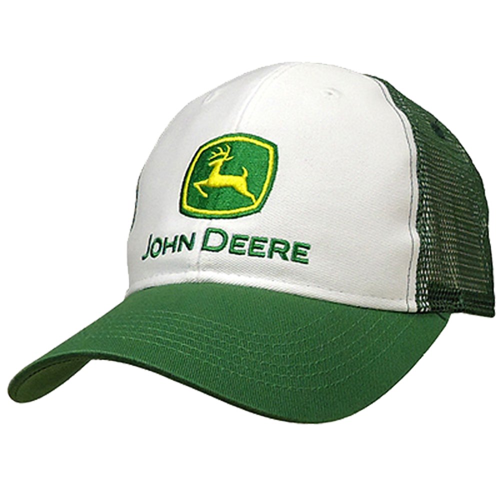 John Deere Embroidered Logo Mesh Back Baseball Hat - One-Size - Men's - White