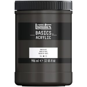 liquitex basics acrylic paint, 946ml (32-oz) jar, mars black