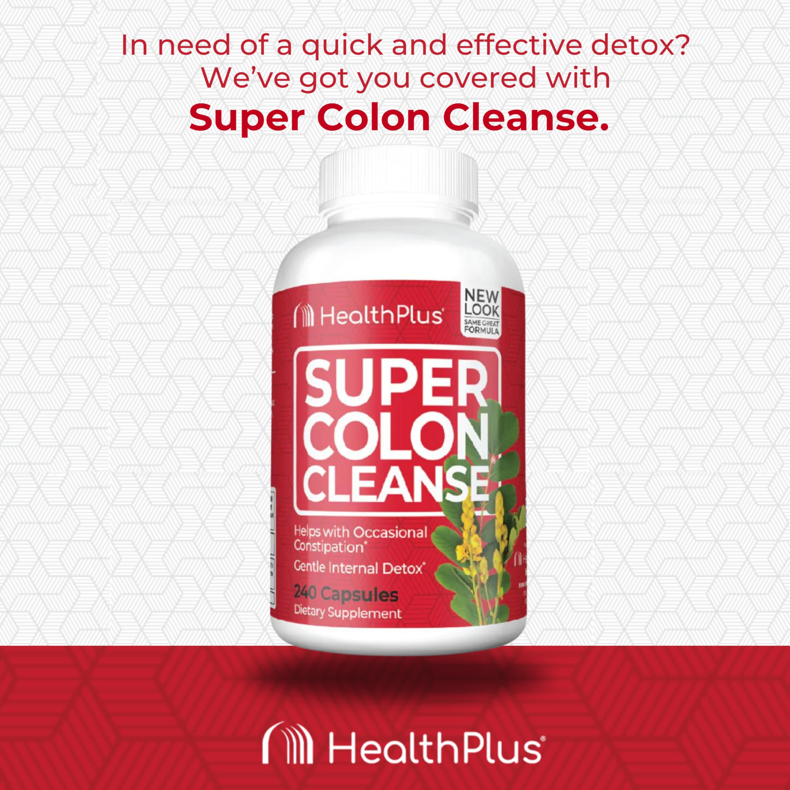 Health Plus Super Colon Cleanse 10 Day Gentle Gut Cleanse Detox, Psyllium Husk, Probiotics for Constipation Relief & Digestive Support, 240 Capsules