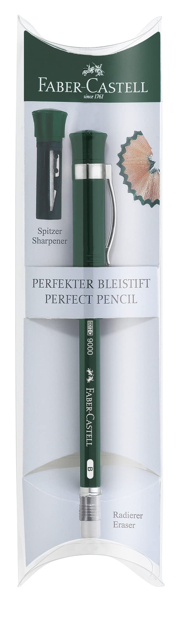 Faber-Castell Perfect Pencil Castell 9000 in Gift Box - #2 Pencil with Built-in Pencil Sharpener and Extender