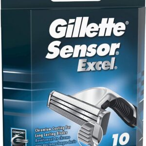 Gillette Sensor Excel Shaving Cartridges for Men Quantity: 10 (Packaging May Vary)