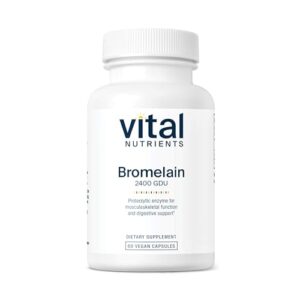 vital nutrients bromelain | vegan supplement to support digestion and maintain healthy tissue* | digestive enzyme from pineapple with 2400 gdu | gluten, dairy and soy free | 60 capsules