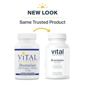 Vital Nutrients Bromelain | Vegan Supplement to Support Digestion and Maintain Healthy Tissue* | Digestive Enzyme from Pineapple with 2400 GDU | Gluten, Dairy and Soy Free | 60 Capsules