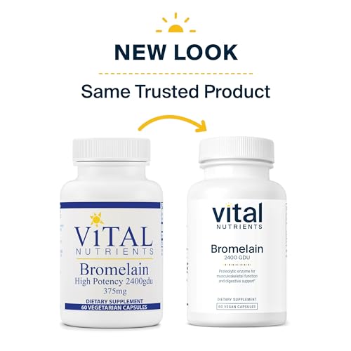 Vital Nutrients Bromelain | Vegan Supplement to Support Digestion and Maintain Healthy Tissue* | Digestive Enzyme from Pineapple with 2400 GDU | Gluten, Dairy and Soy Free | 60 Capsules