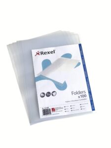 rexel economy a4 document folder, clear embossed, 100mic, cut flush, pack 100, 21674090