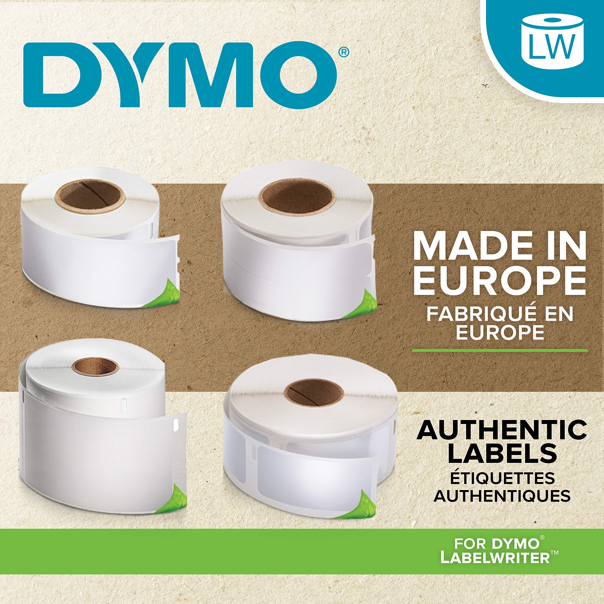 Dymo 28 mm x 89 mm LW Address Labels, 24 Rolls of 130 Easy-Peel Labels (3120 Labels), Self-Adhesive, for LabelWriter Label Makers, Authentic - Black, White