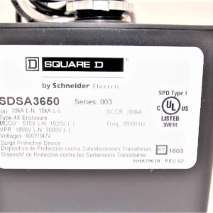 SCHNEIDER ELECTRIC Load Center 3Ph Secondary Surge Arrestor SDSA3650 SPD T1 Sdsa 40Ka 600V Max 3P4W, Black