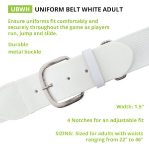 Champion Sports Baseball/Softball Uniform Belt - Comfort Stretch Fit Uniform Belt - Durable Syntex Tab - Youth: 18"-32" - White