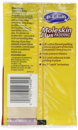 Dr. Scholl's Moleskin Plus 4 5/8-Inch X 3 3/8 Inch Padding, 3 Count Package