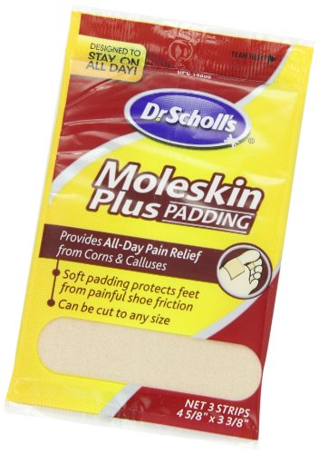 Dr. Scholl's Moleskin Plus 4 5/8-Inch X 3 3/8 Inch Padding, 3 Count Package