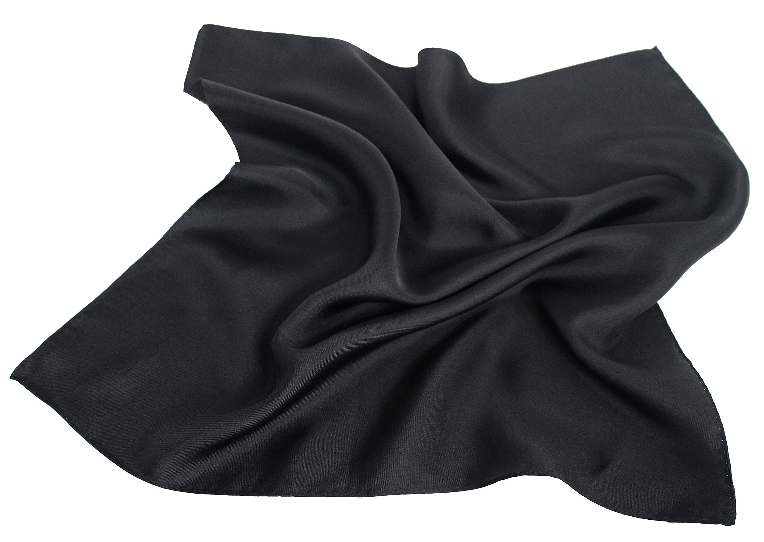 Royal Silk Fine Black 100% Silk Pocket Square for Men Full-Sized 17"x17"