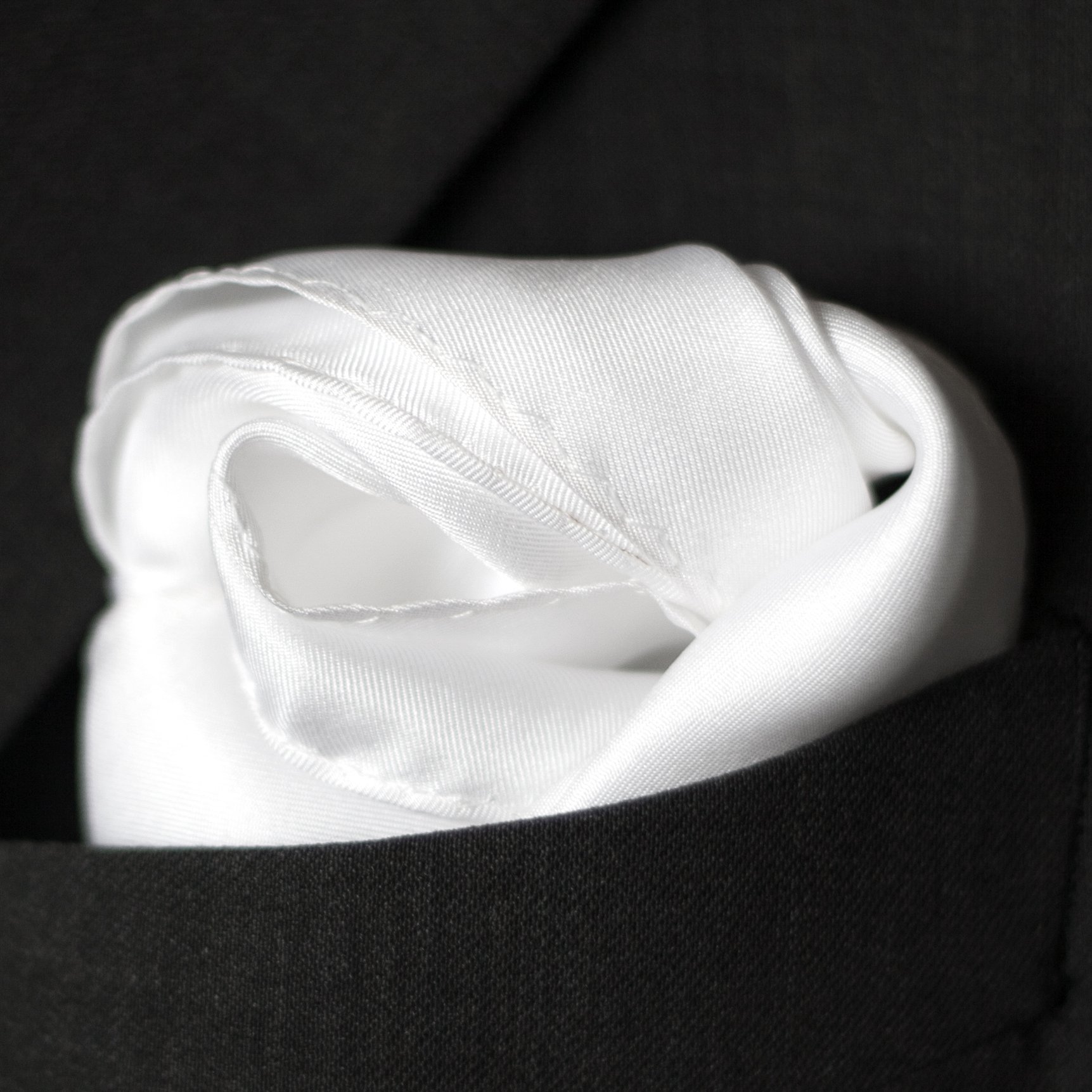 Royal Silk Fine White 100% Silk Pocket Square for Men Full-Sized 17"x17"