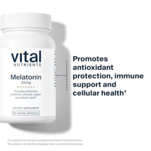 Vital Nutrients Melatonin 20mg | Vegan | Sleep Supplement to Support the Body's Natural Sleep Cycle* | Gluten, Dairy, Soy Free | 60 Capsules