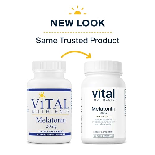 Vital Nutrients Melatonin 20mg | Vegan | Sleep Supplement to Support the Body's Natural Sleep Cycle* | Gluten, Dairy, Soy Free | 60 Capsules