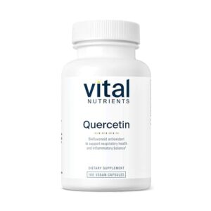 vital nutrients quercetin | vegan quercetin supplement with bioflavonoids for sinus, respiratory, heart, & immune function support | gluten, dairy, soy free | 500mg | 100 capsules