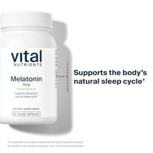 Vital Nutrients Melatonin 3mg | Vegan | Low-Dose Melatonin | Sleep Supplement to Support the Body's Natural Sleep Cycle* | Gluten, Dairy, Soy Free | 60 Capsules