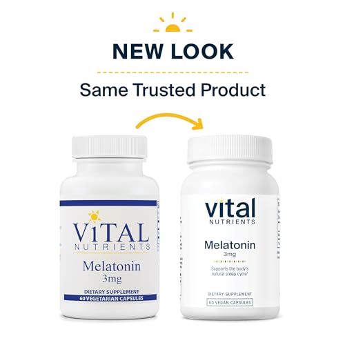 Vital Nutrients Melatonin 3mg | Vegan | Low-Dose Melatonin | Sleep Supplement to Support the Body's Natural Sleep Cycle* | Gluten, Dairy, Soy Free | 60 Capsules