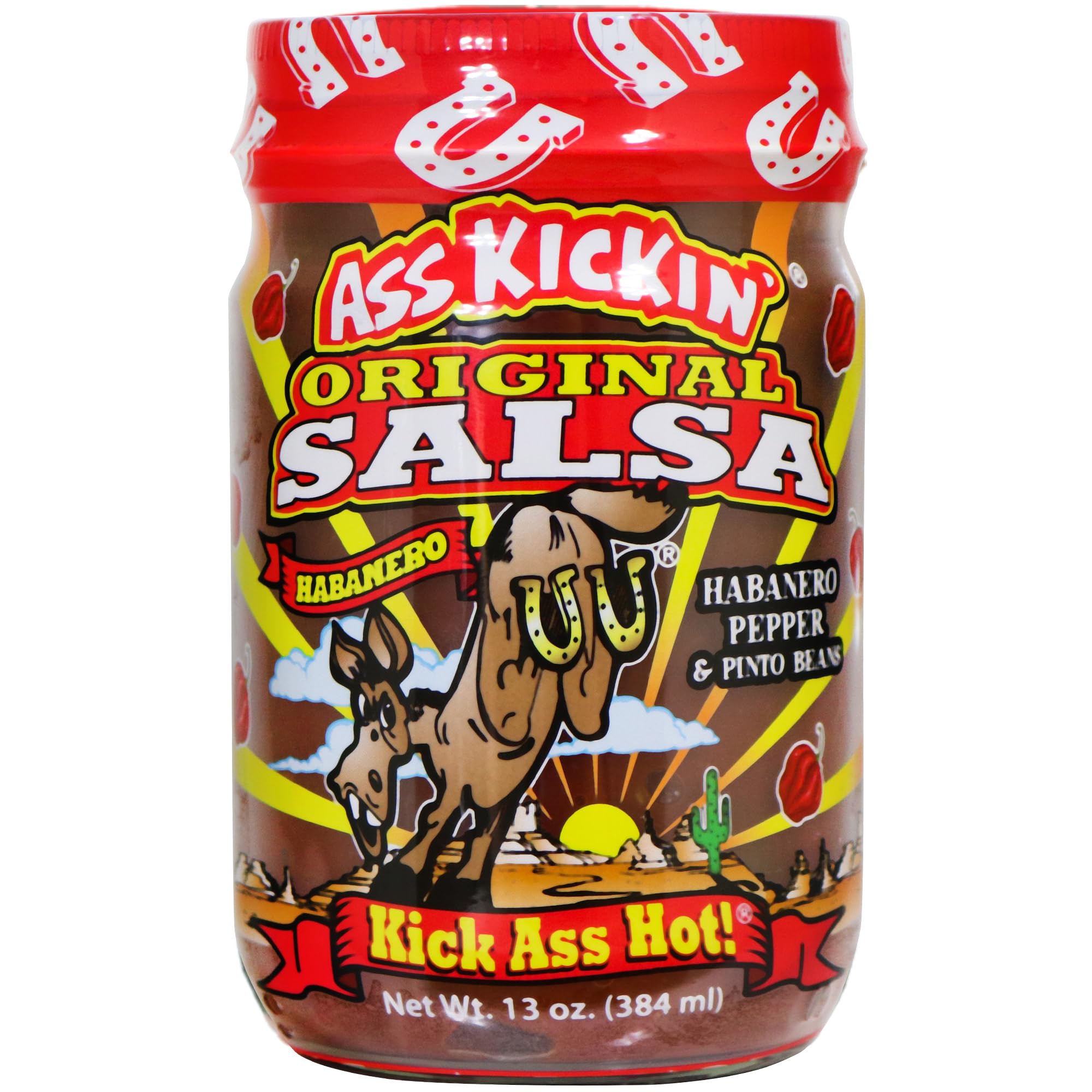 KICKIN' Original Hot Spicy Salsa - 13 oz. - Premium Gourmet Spicy Hot Habanero Salsa for Tortilla Chips, Veggies, and Breakfast Burritos – Warning - Try if you Dare!