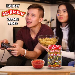 KICKIN' Original Hot Spicy Salsa - 13 oz. - Premium Gourmet Spicy Hot Habanero Salsa for Tortilla Chips, Veggies, and Breakfast Burritos – Warning - Try if you Dare!