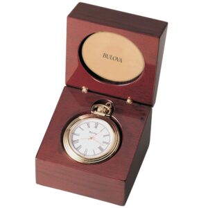 bulova b2662 ashton pocket watch, gold-tone finish/mahogany stain box