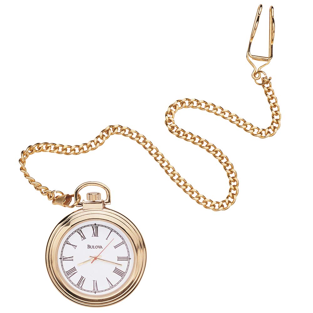 Bulova B2662 Ashton Pocket Watch, Gold-Tone Finish/Mahogany Stain Box