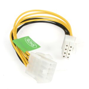 startech.com eps 8 pin power extension cable - power extension cable - 8 pin eps12v (f) to 8 pin eps12v (m) - 7.9 in - eps8ext,yellow