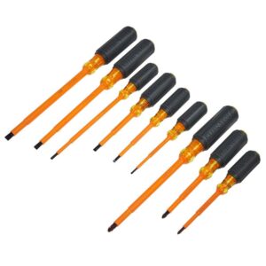 Klein Tools 33528 Insulated Screwdriver Kit with Carrying Case, Made in USA, 1000 V, Cushion Grip, 9-Piece