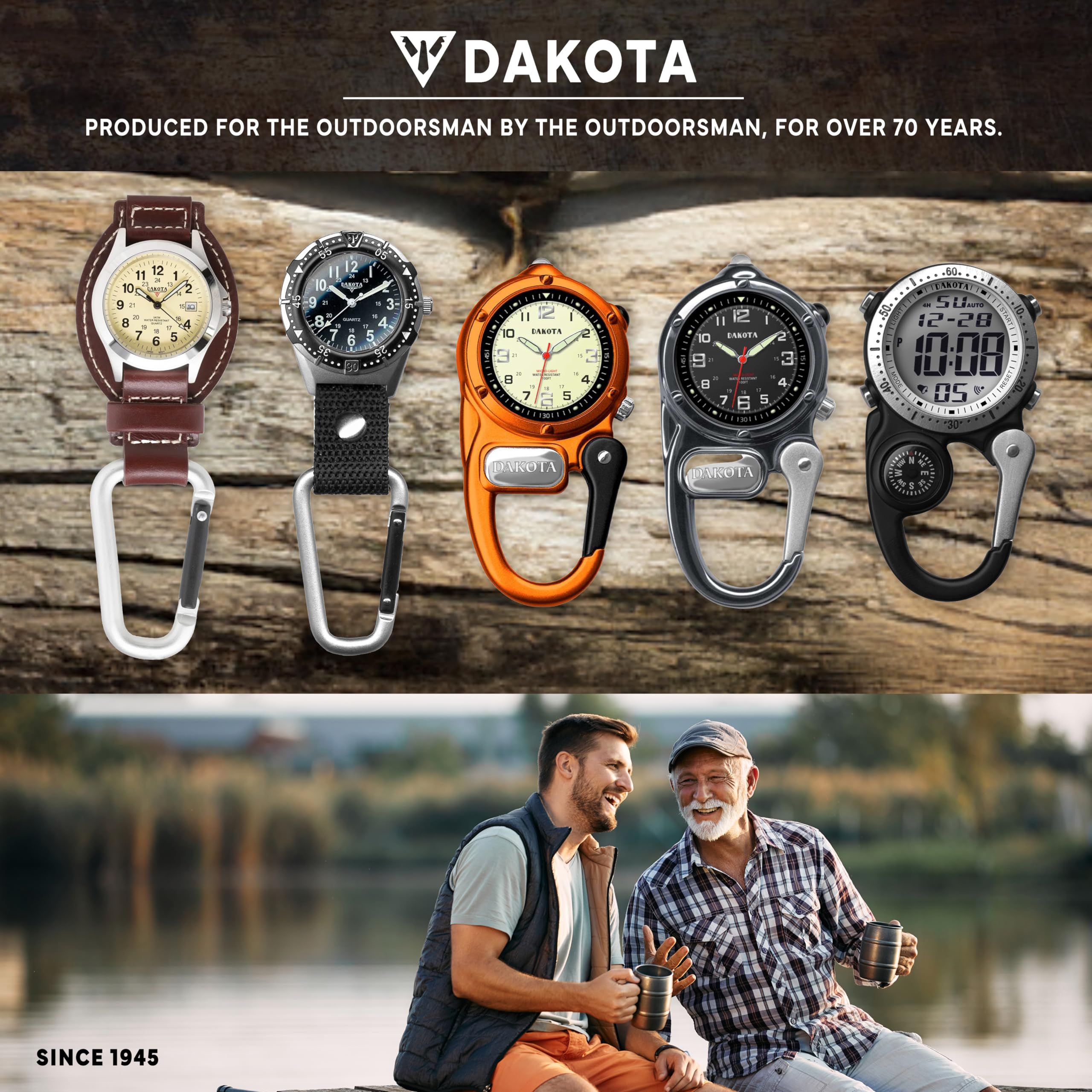 Dakota Mini Clip Microlight, Clip Watch, Flashlight and Watch, Outdoor Gifts for Men and Women, Use for Fishing Hunting, and More, Tactical Watch with LED Flashlight