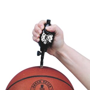 tandem sport pocket pump - mini ball pump with hose & air release valve - travel size ball pump for volleyballs, basketballs & footballs - easy, one hand operation - black