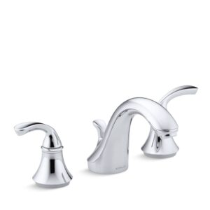 KOHLER ‚Äé10272-4-CP Forte Sculpted Widespread Lav Faucet, Bathroom Sink Faucet with Sculpted Lever Handles, Polished Chrome