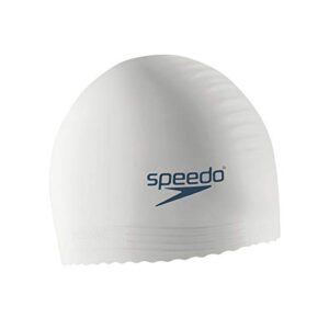 speedo unisex swim cap latex white, one size