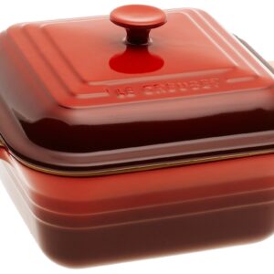 Le Creuset Stoneware 3-Quart Square Casserole with Lid, Cherry